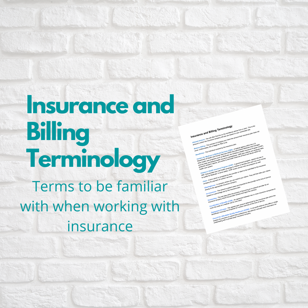 Insurance and Billing Terminology - Well Resourced Dietitian