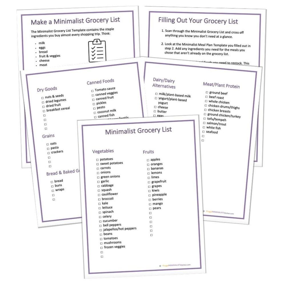 Minimalist Meal Planning Workbook - Well Resourced Dietitian