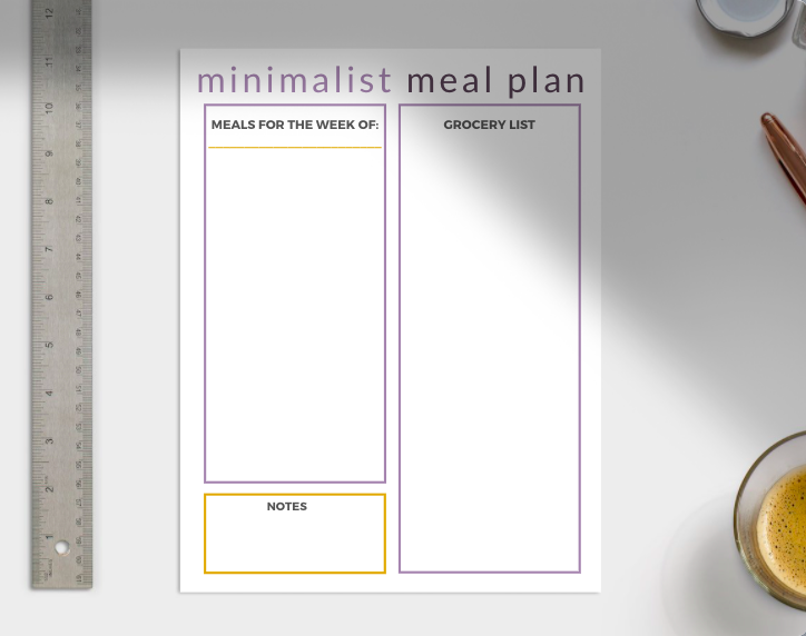 Minimalist Meal Planning Workbook - Well Resourced Dietitian