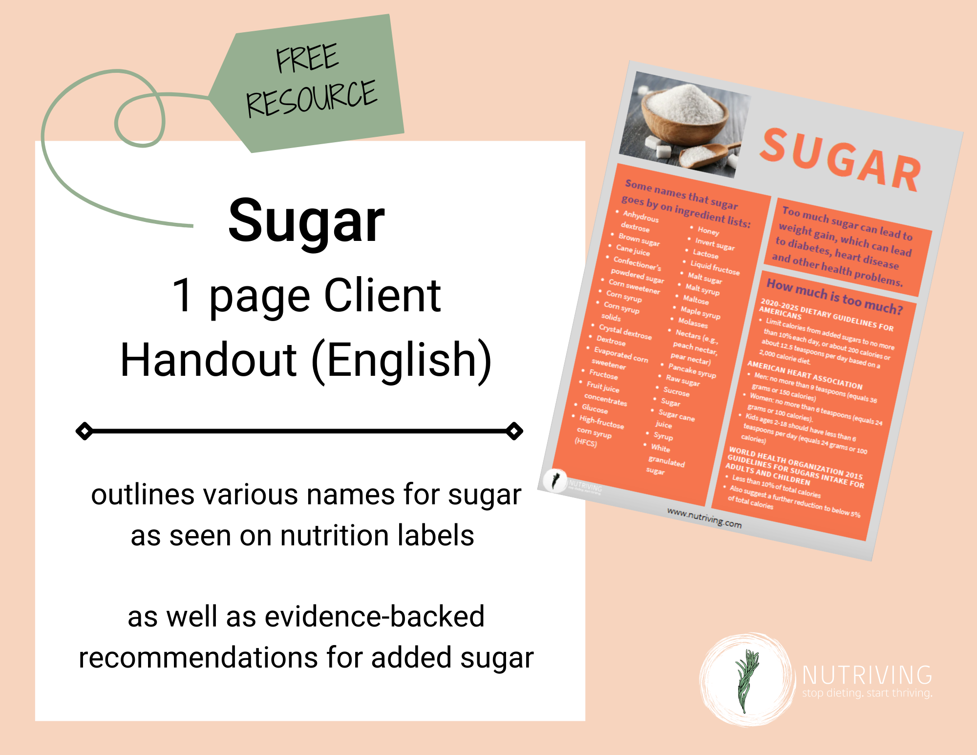 Sugar Client Handout - English - Well Resourced Dietitian