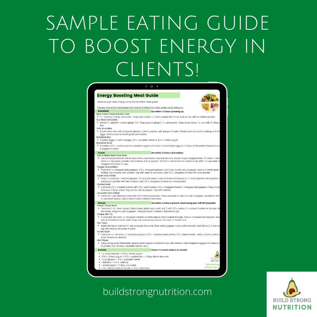 Energy Boosting Meal Guide - Well Resourced Dietitian