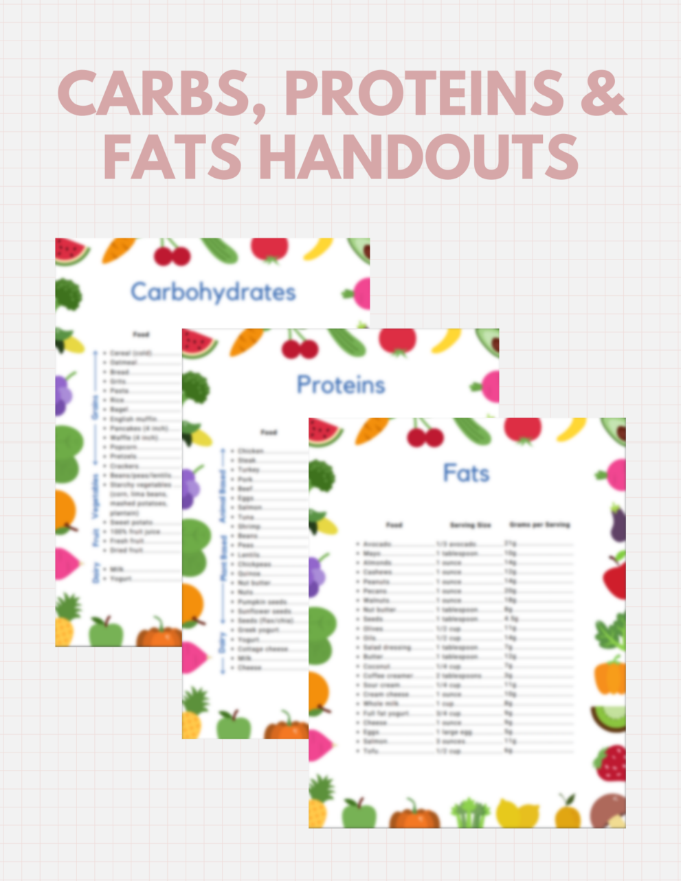 Carbs, Proteins & Fats Handouts - Well Resourced Dietitian