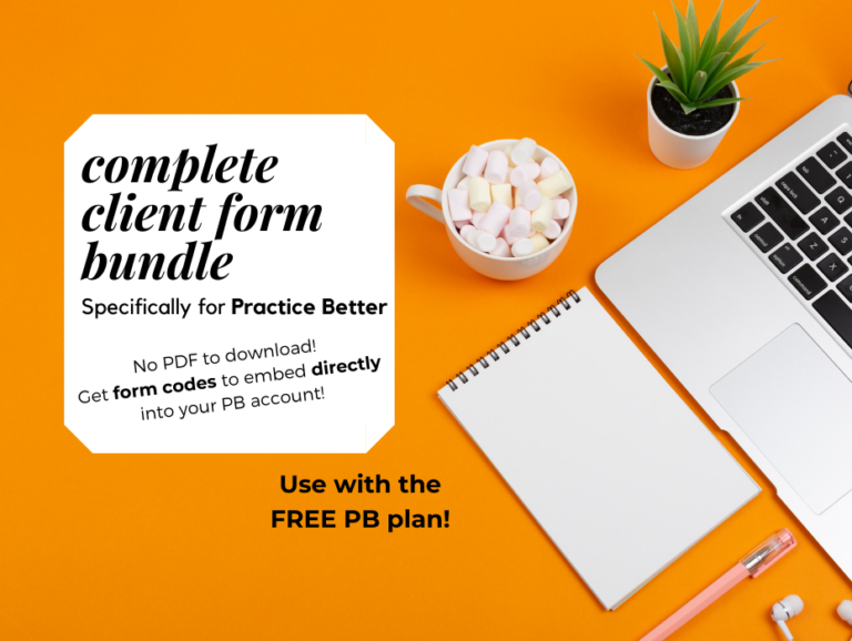 Complete Client Form Bundle for Practice Better - Well Resourced Dietitian