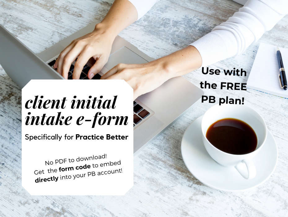 Client Intake Form for Practice Better - Well Resourced Dietitian