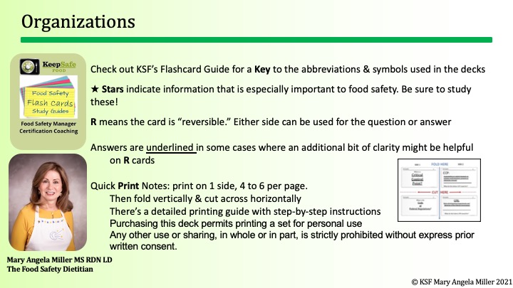 Food Safety Flash Cards for the Manager Certification Such as ServSafe ...