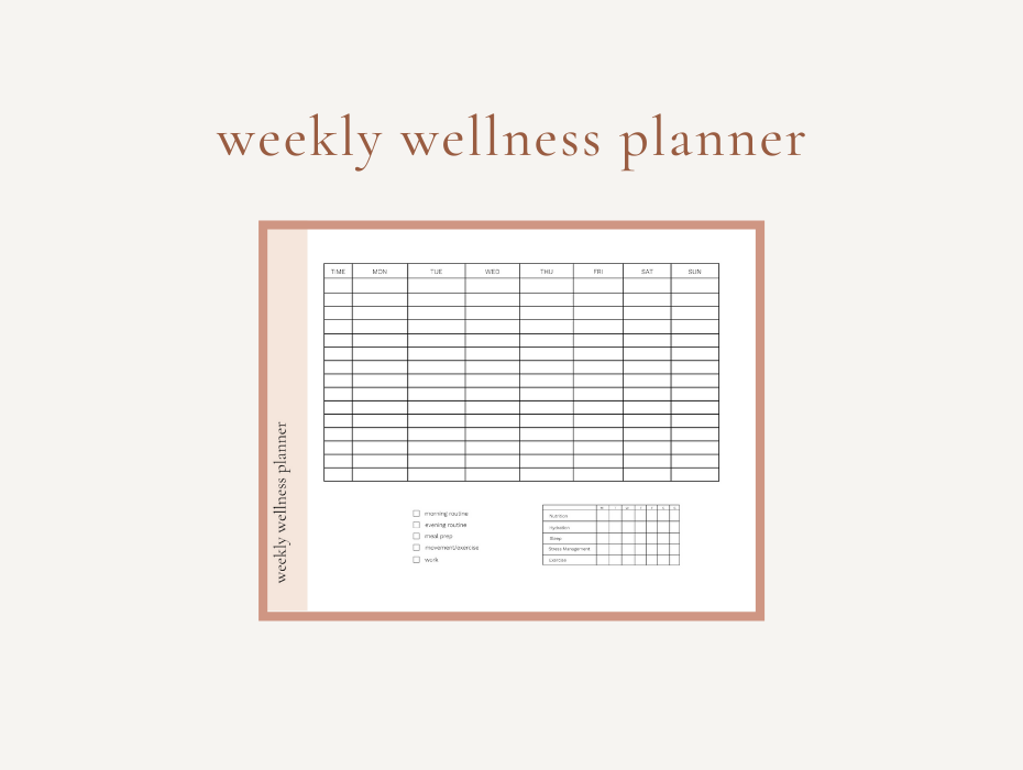 Weekly Wellness Planner - Well Resourced Dietitian