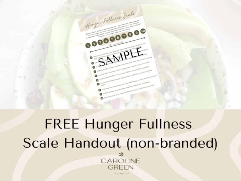 FREE Hunger Fullness Scale Handout (non-branded) - Well Resourced Dietitian