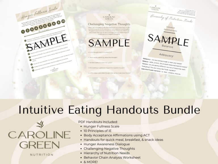 Complete Intuitive Eating Handouts Bundle - Well Resourced Dietitian