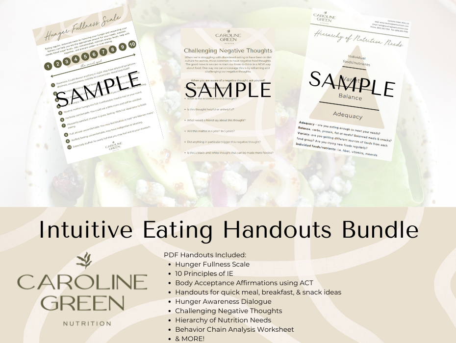 Complete Intuitive Eating Handouts Bundle - Well Resourced Dietitian