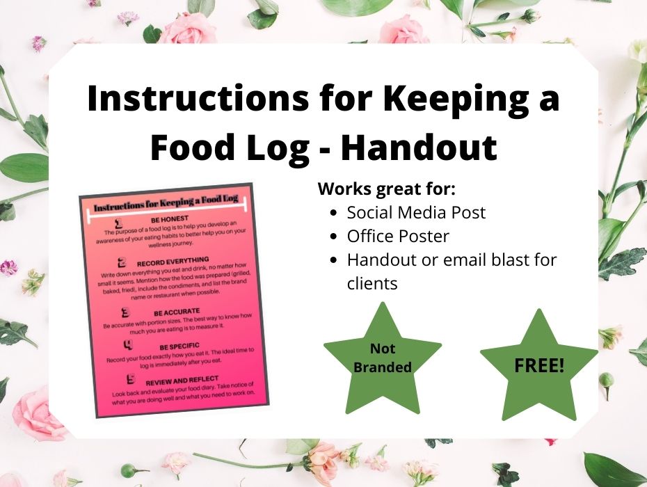 Instructions for Keeping a Food Log - Handout - Well Resourced Dietitian