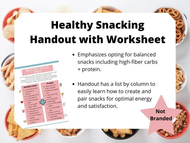 Healthy Snacking Handout with Worksheet - Well Resourced Dietitian