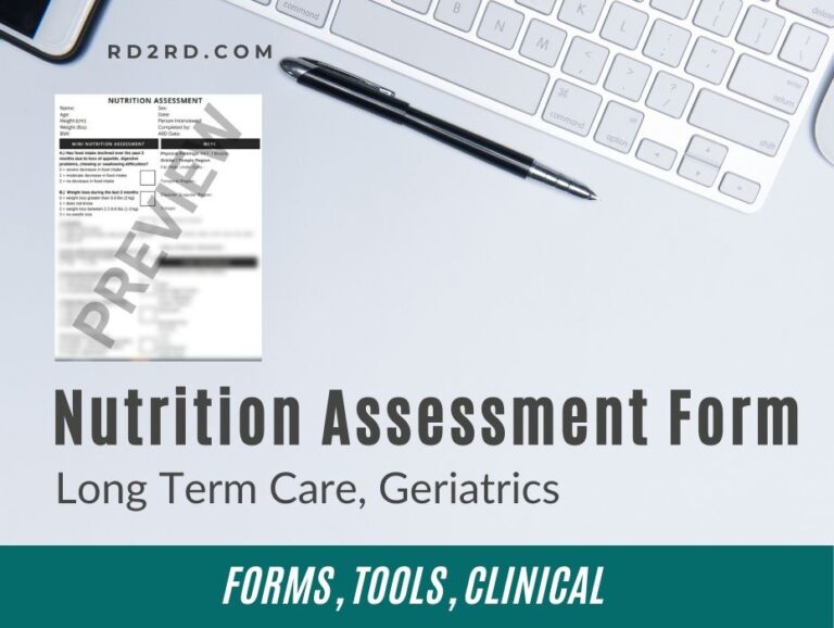 LTC Nutrition Assessment Form, long term care, geriatrics - Well ...