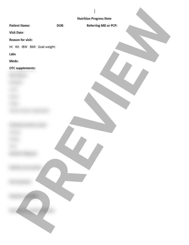 Simple progress note template - Well Resourced Dietitian