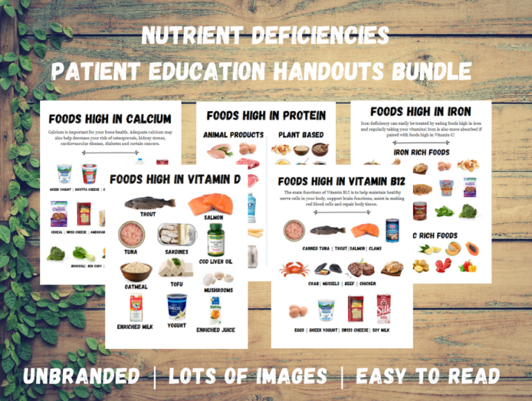 COMPLETE BUNDLE: Nutrient Deficiencies Patient Handouts - Well ...