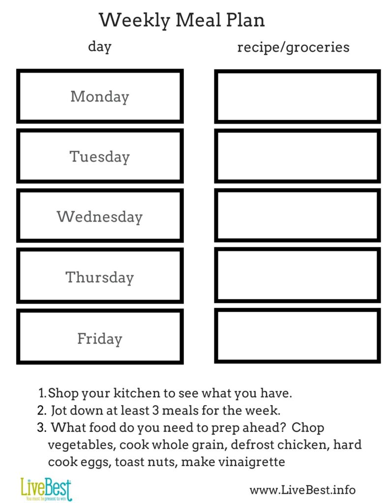 Free Weekly Meal Prep template - Well Resourced Dietitian