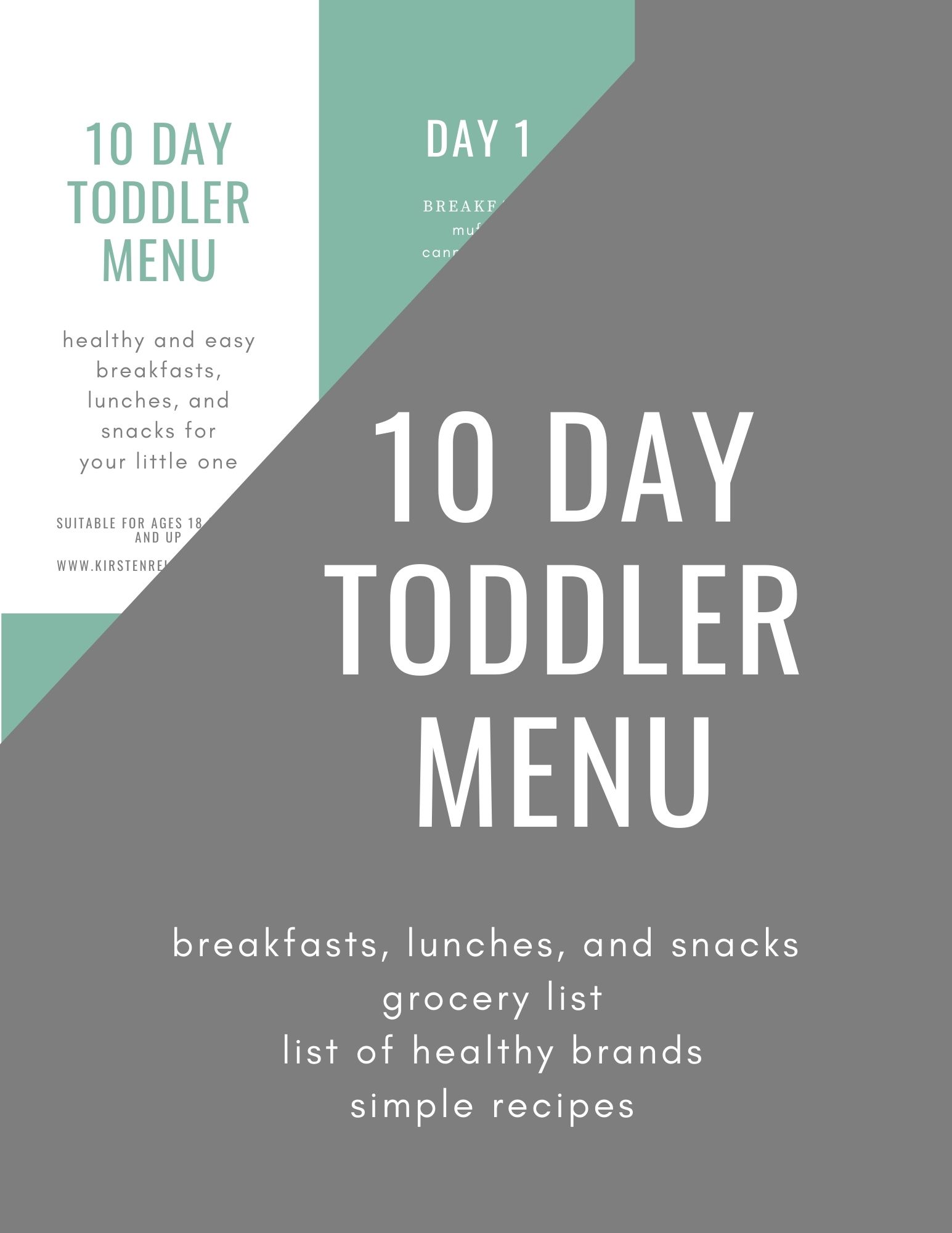 10 Day Toddler Menu - Well Resourced Dietitian
