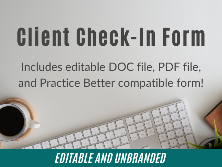 Client Check In Form for Private Practice - Well Resourced Dietitian
