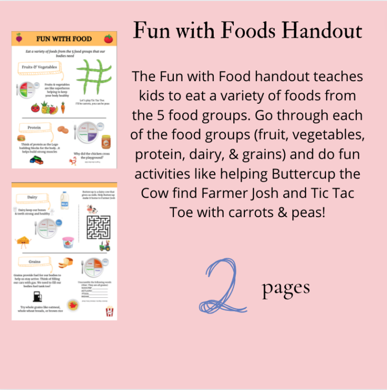 Fun with Foods Handout for Kids - Well Resourced Dietitian