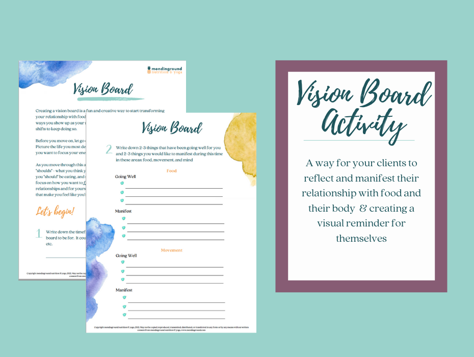 Vision Board Activity - Well Resourced Dietitian