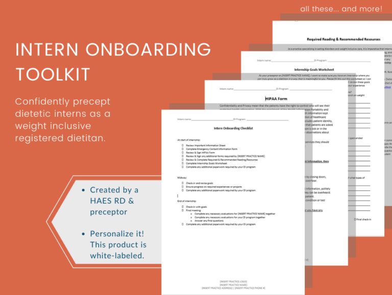 Intern Onboarding Toolkit - HIPAA Form Included - Well Resourced Dietitian