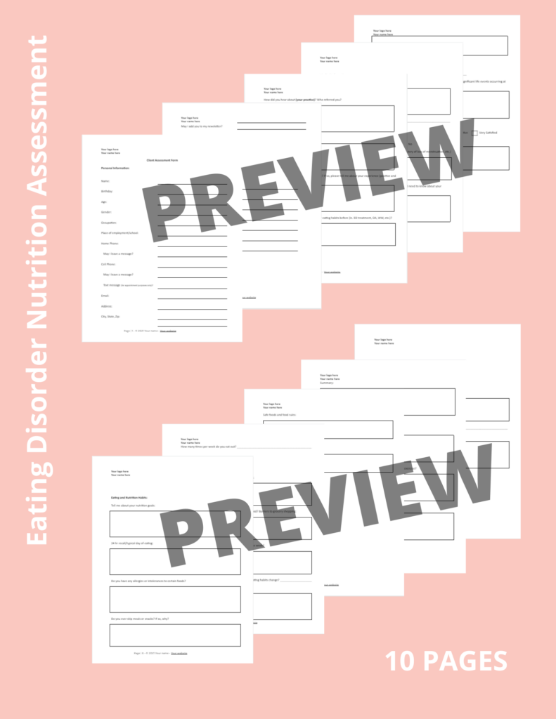Eating Disorder Nutrition Assessment - Well Resourced Dietitian
