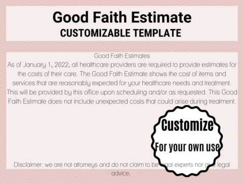 Practice forms: Good Faith Estimate No Surprises Act - Well Resourced ...