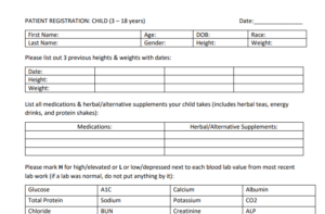 Pediatric Intake Form (3-18) - Well Resourced Dietitian