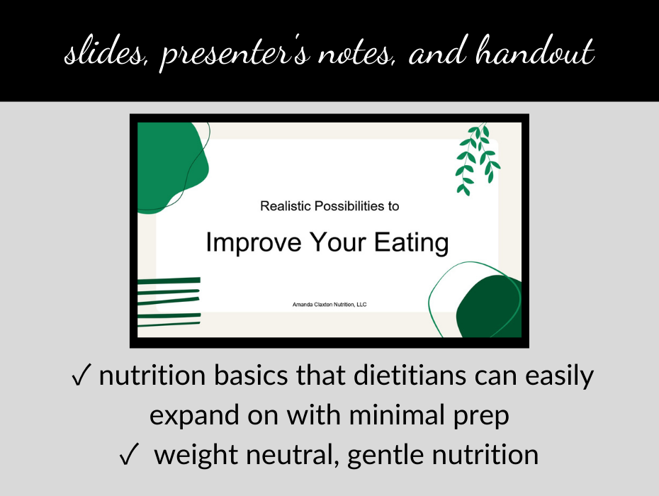 Improve Your Eating presentation | Well Resourced Dietitian