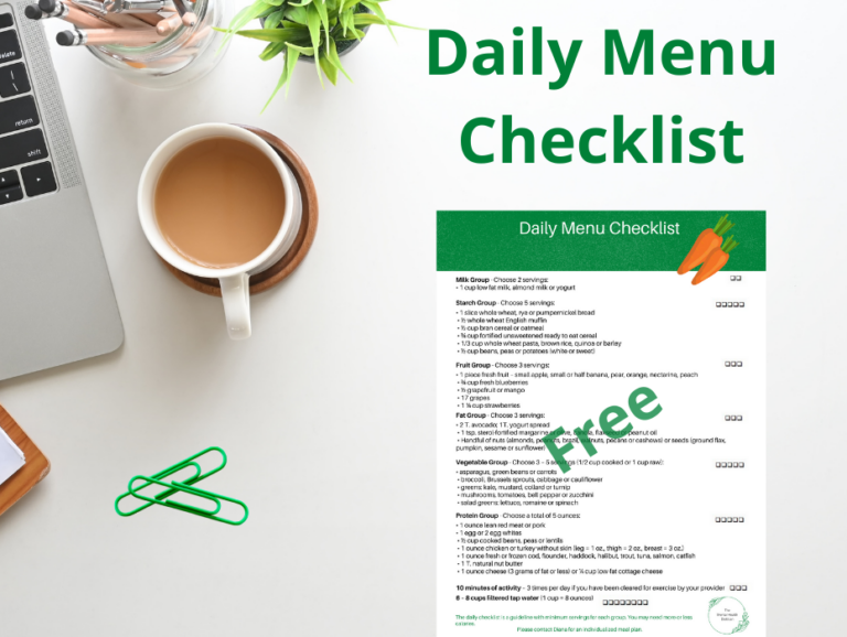 Daily Menu Plan Checklist - Well Resourced Dietitian