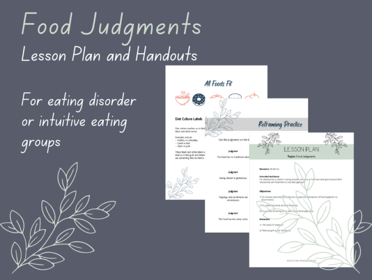 Food Judgments: Lesson Plan and Handouts for Eating Disorder or ...