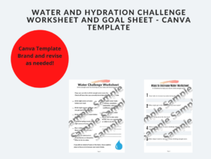 Water and Hydration Challenge Worksheet and Goal Sheet - Canva Template ...