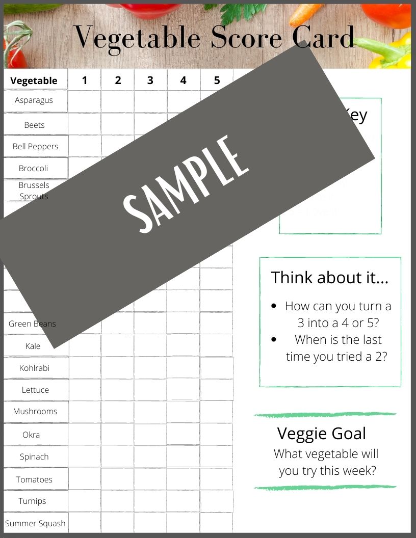 Vegetable Score Card - Well Resourced Dietitian