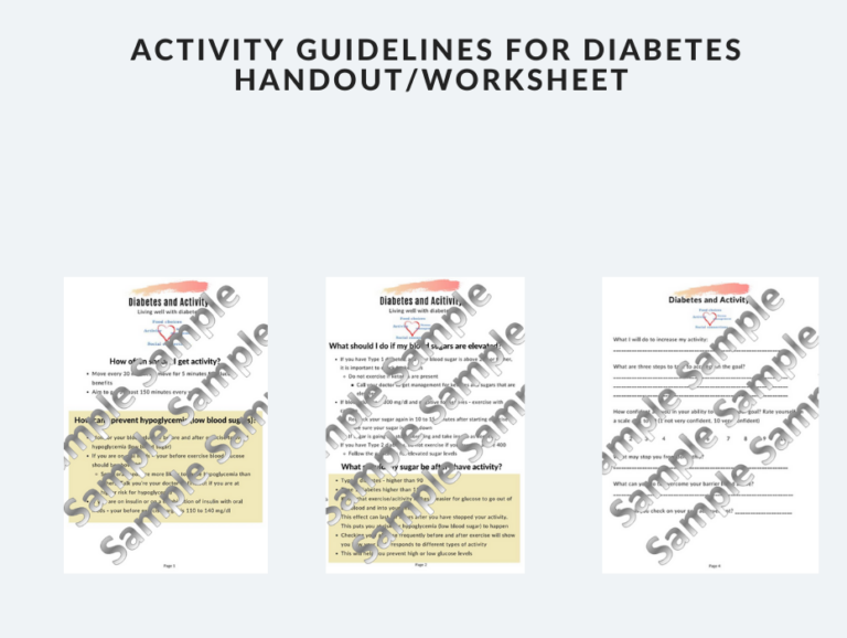 Activity Guidelines for Diabetes Handout/Worksheet - Well Resourced ...