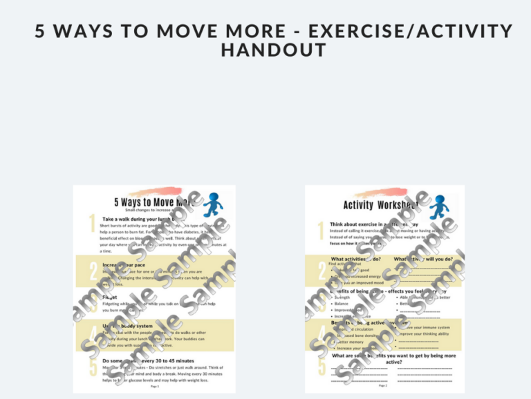 5 Ways to Move More - Exercise/Activity Handout - Well Resourced Dietitian