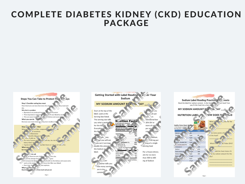 Complete Diabetes Kidney (CKD) Education Package - Well Resourced Dietitian
