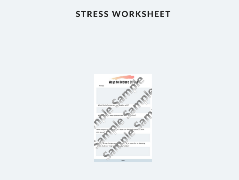 Stress Worksheet - Well Resourced Dietitian