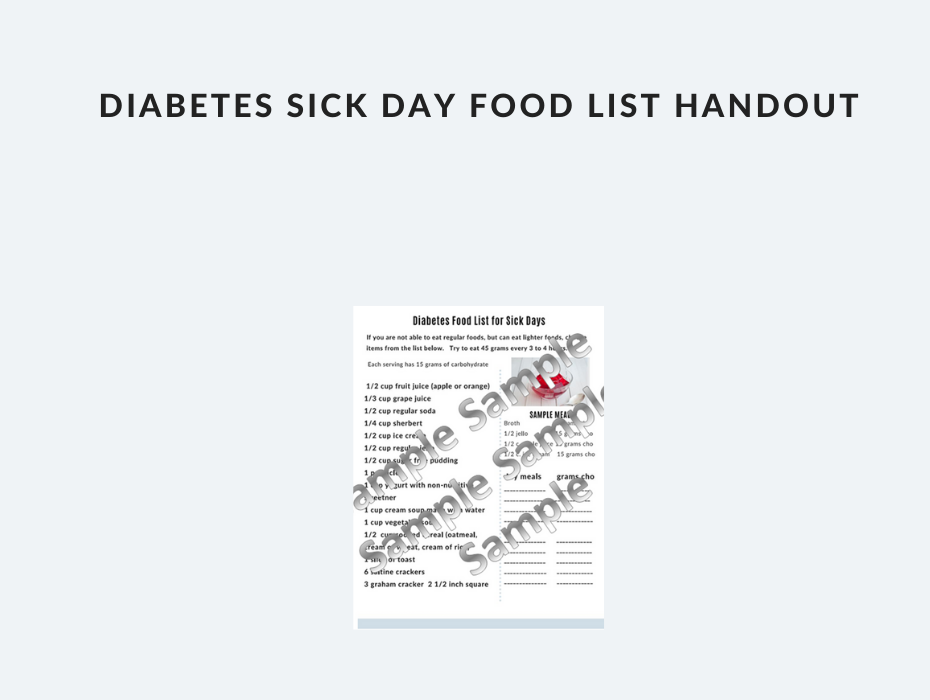 Diabetes Sick Day Food List Handout - Well Resourced Dietitian