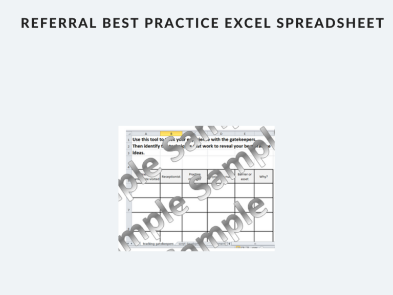 Referral Best Practice Excel Spreadsheet - Well Resourced Dietitian