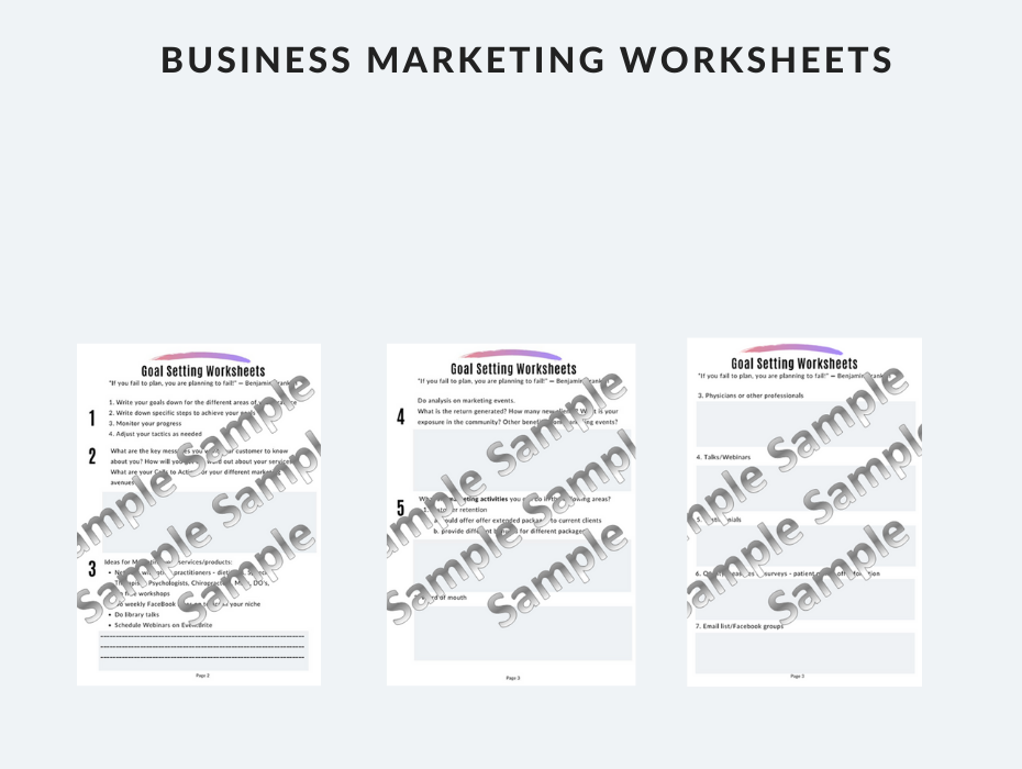 Marketing Goal Worksheets - Well Resourced Dietitian