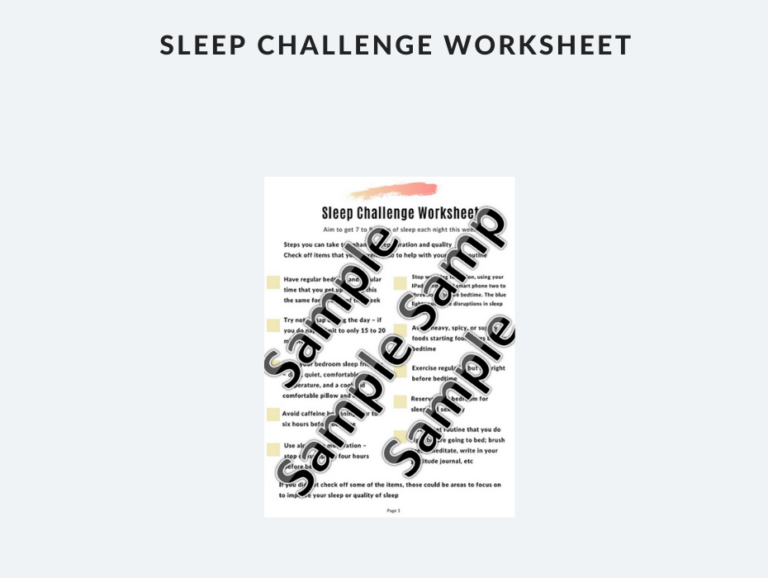 Sleep Challenge Worksheet - Well Resourced Dietitian