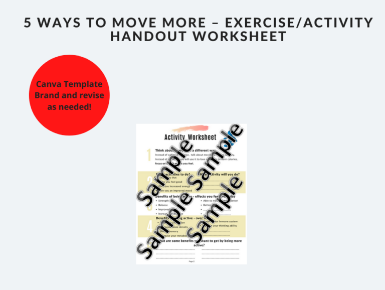 5 Ways to Move More – Exercise/Activity Handout Worksheet Canva ...