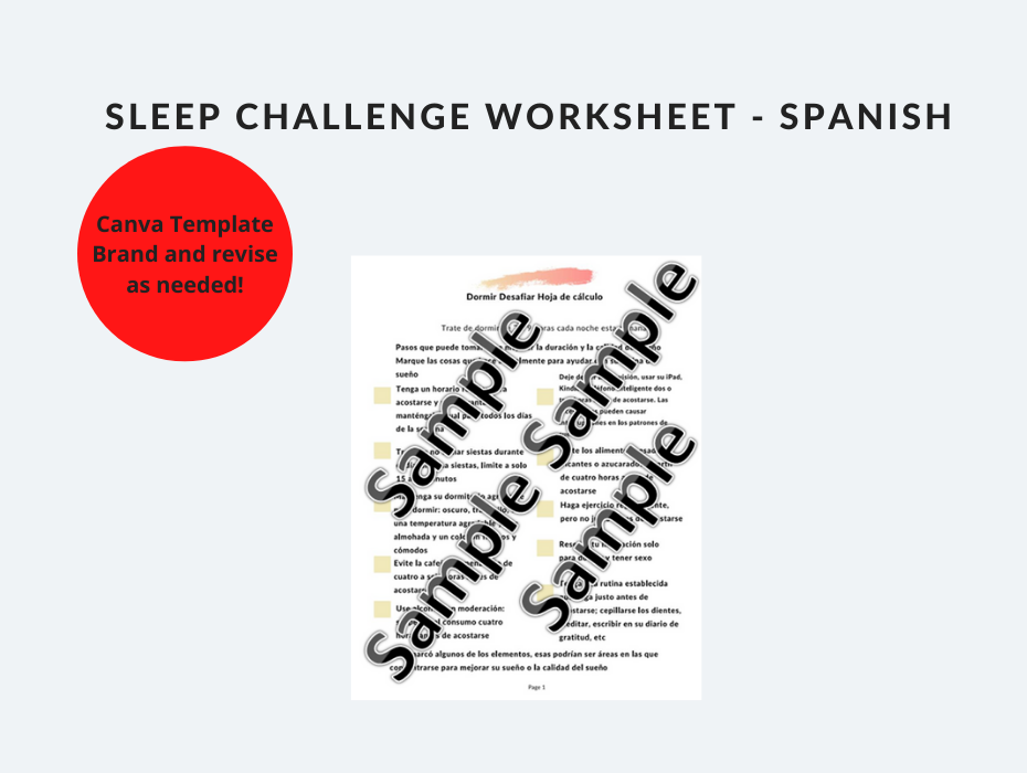 Canva Template Sleep Challenge Worksheet - Spanish - Well Resourced ...