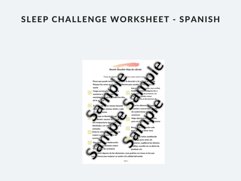 Sleep Challenge Worksheet - in Spanish - Well Resourced Dietitian