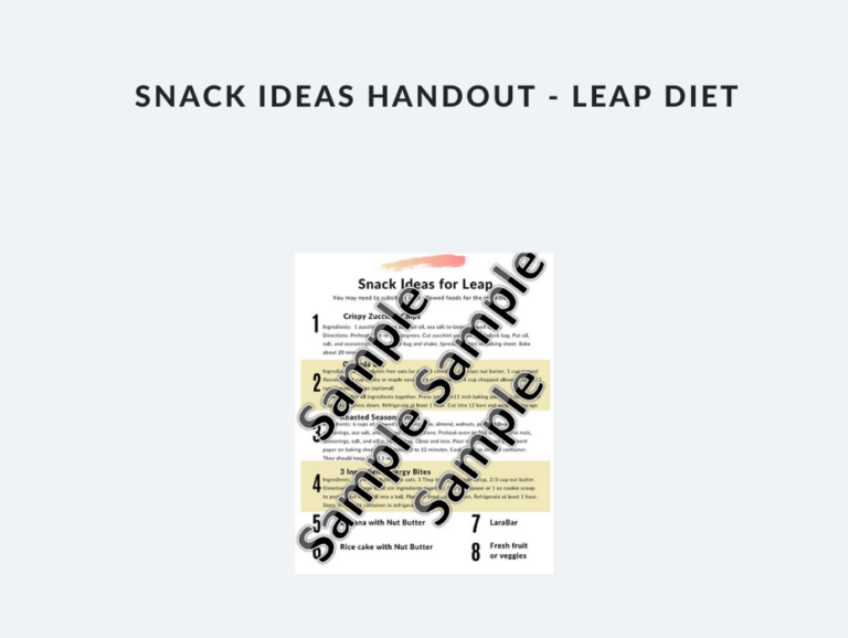 Snack Ideas Handout - Leap Diet - Well Resourced Dietitian