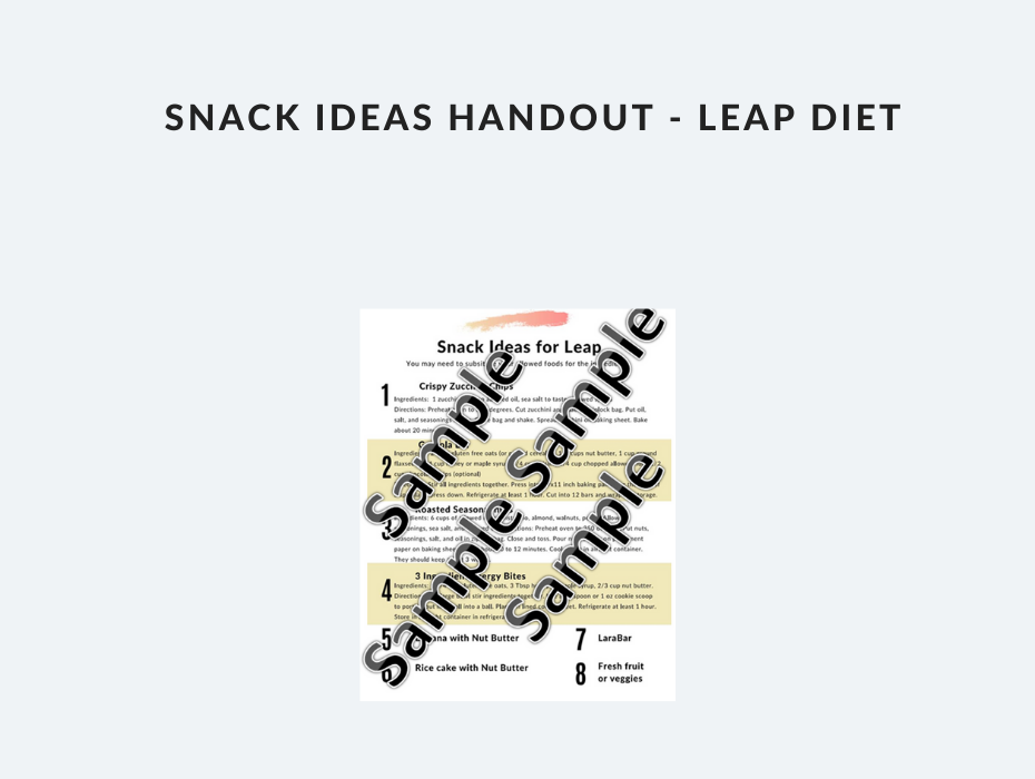 Snack Ideas Handout - Leap Diet - Well Resourced Dietitian