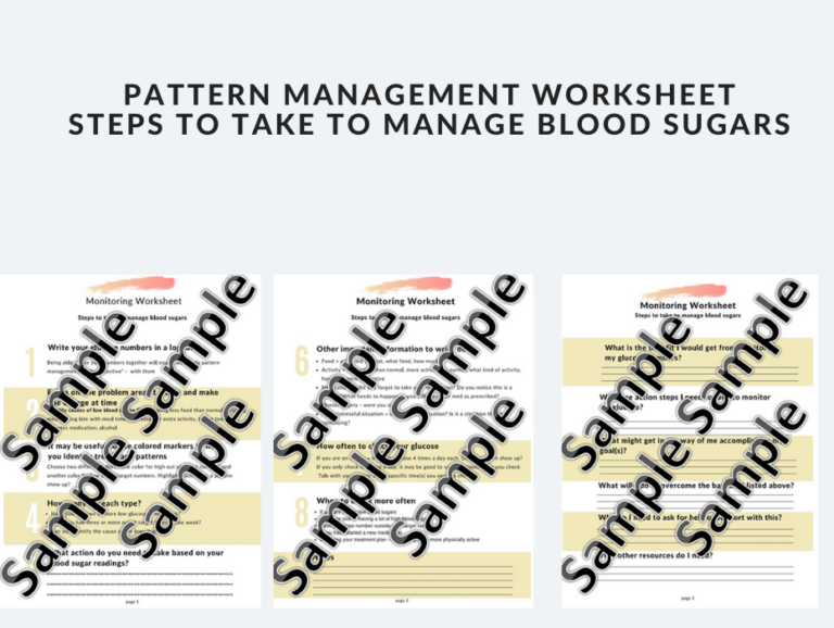 Pattern Management Worksheet - Steps to Manage Blood Sugars - Well ...