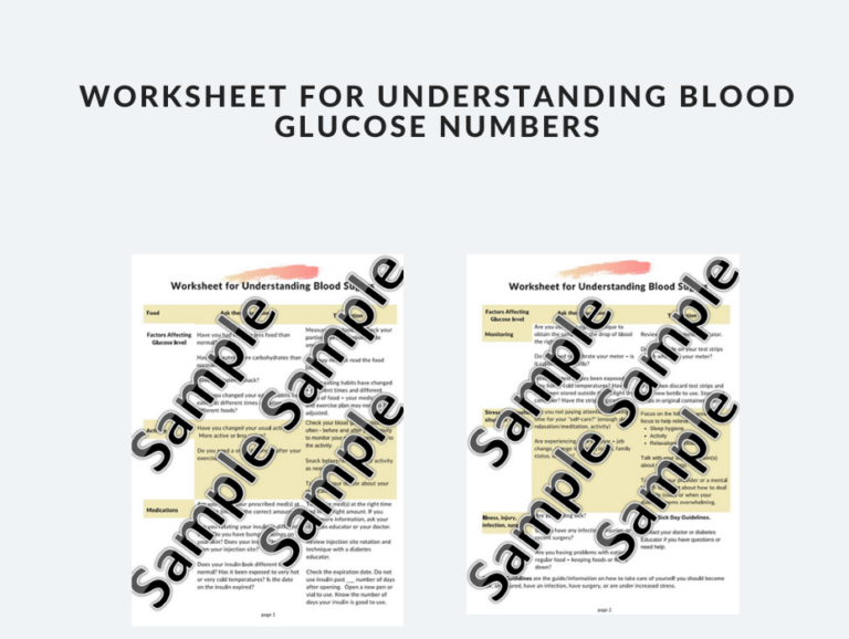Worksheet for Understanding Blood Sugars - Well Resourced Dietitian