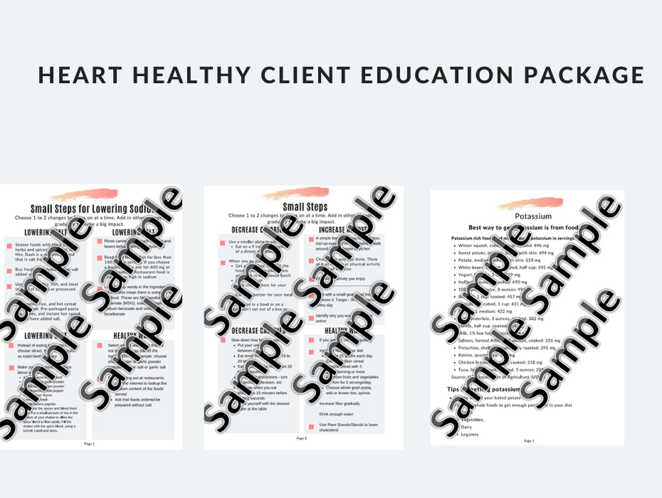Heart Healthy Client Education Package - Well Resourced Dietitian