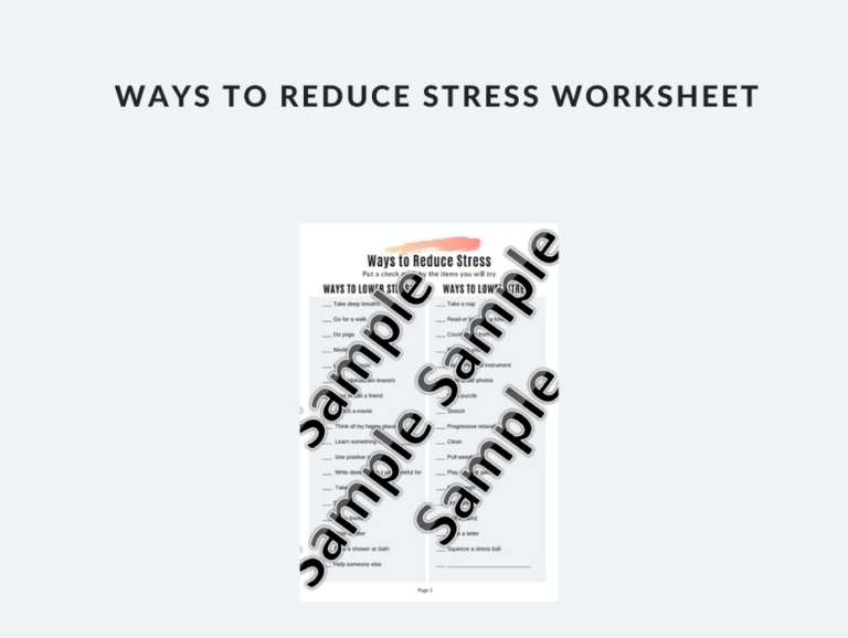 Ways to reduce stress worksheet - Well Resourced Dietitian