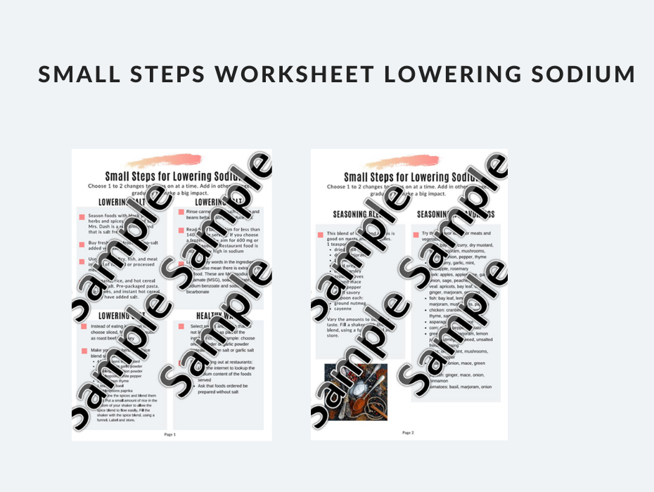 Small Steps Lowering Sodium Handout/Worksheet - Well Resourced Dietitian